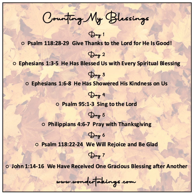Counting My Blessings | Wondertakings